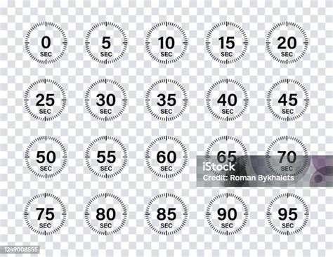 타이머 크로노미터 카운트다운 세트 투명 배경에 벡터 격리 된 컬렉션 디지털 요소 스톱워치 블랙 벡터 세트입니다 시계 또는 격리된 벡터 컬렉션을 볼 수 있습니다 10에 대한