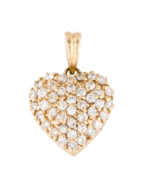 Pendant 14k Diamond Heart Pendant 14k Yellow Gold Pendant Necklace