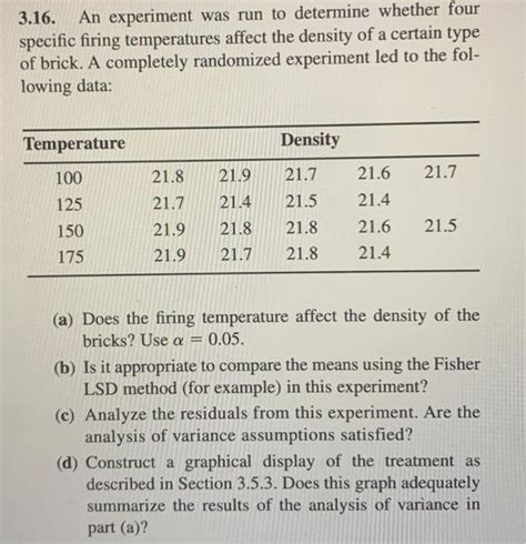3 16 an experiment was run to determine whether four