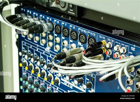 Audio Connectors On A Sound Mixer Panel Stock Photo Alamy