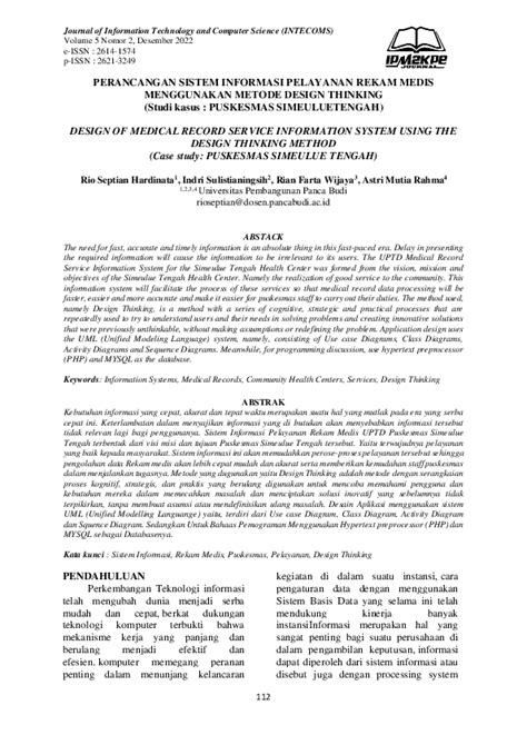 Pdf Perancangan Sistem Informasi Pelayanan Rekam Medis Menggunakan Metode Design Thinking