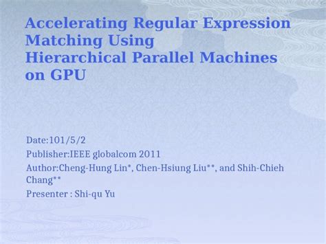 Pptx Accelerating Regular Expression Matching Using Hierarchical