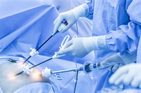 Surgeon Hold Medical Instrument Or Surgical Equipment In Minimal Invasive Endoscopic Surgery
