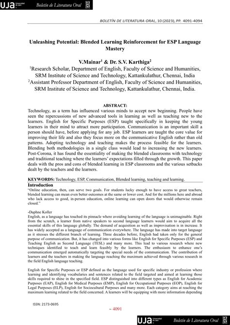 Pdf Unleashing Potential Blended Learning Reinforcement For Esp Language Mastery