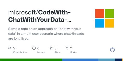Github Microsoftcodewith Chatwithyourdata Multiuser Sample Repo On