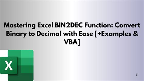 Mastering Excel BIN2DEC Function Convert Binary To Decimal With Ease