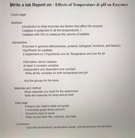 Write A Lab Report On Effects Of Temperature PH Chegg Com