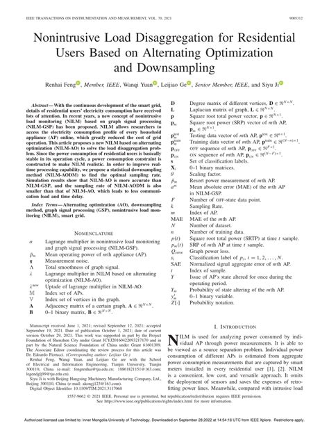 pdf non intrusive load disaggregation for residential users based on