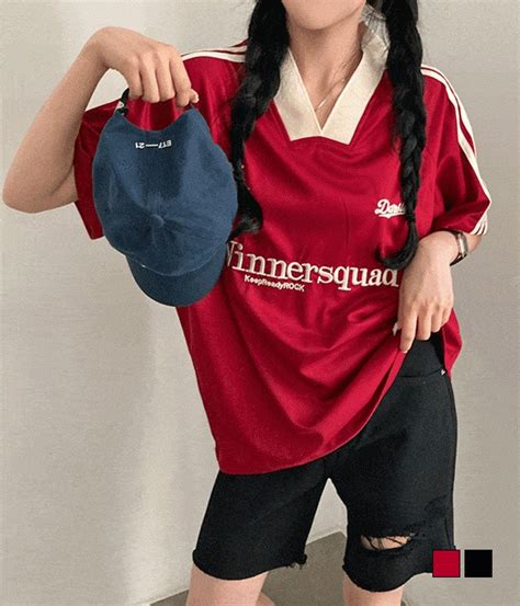 기프티박스 무료배송 스컬 져지 Y2k 배색라인 자수 오버핏 반팔 티셔츠