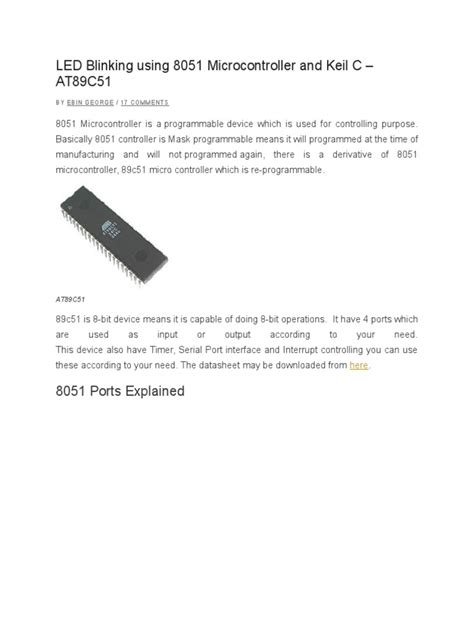 led blinking using 8051 microcontroller and keil c pdf