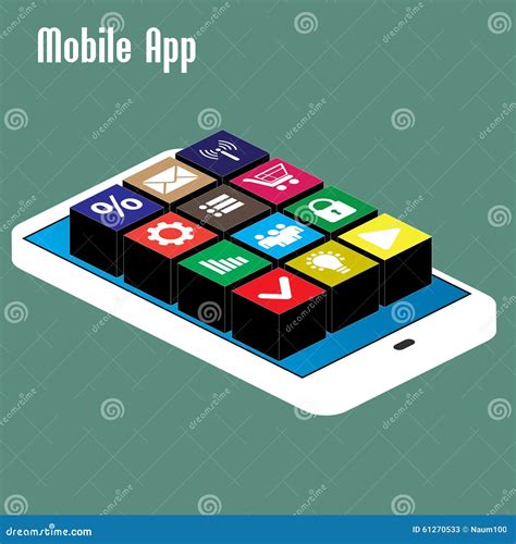 Mobile App Isometric Stock Vector Illustration Of Phone 61270533