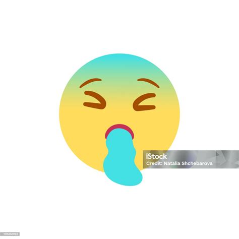 벡터 일러스트 노란색과 파란색 그라데이션 구토 이모티콘 격리 풍자 혐오 비판 및 기타 부정적인 개념에 이상적입니다 감정에 대한