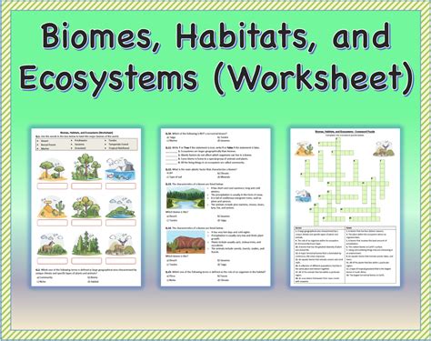 Biomes Habitats And Ecosystems Worksheet Printable And Distance
