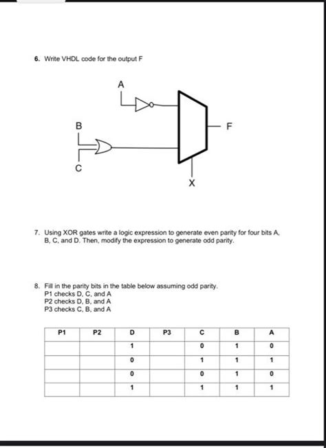 solved 6 write vhdl code for the output f a b d f x 7