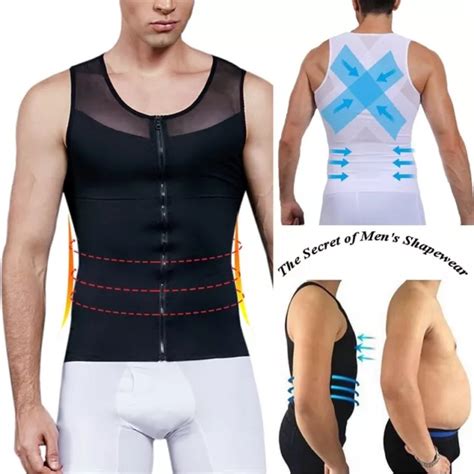 Mens Slimming Body Shaper Vest Tummy Control Compression Shirts Abs