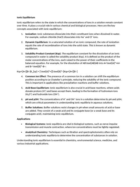 Ionic Equilibrium Pdf
