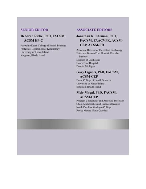 SOLUTION Acsm S Guidelines For Exercise Testing And Prescription 10th Ed Acsm Studypool