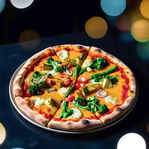 Cheesy Vegetable Pizza Premium Ai Generated Image
