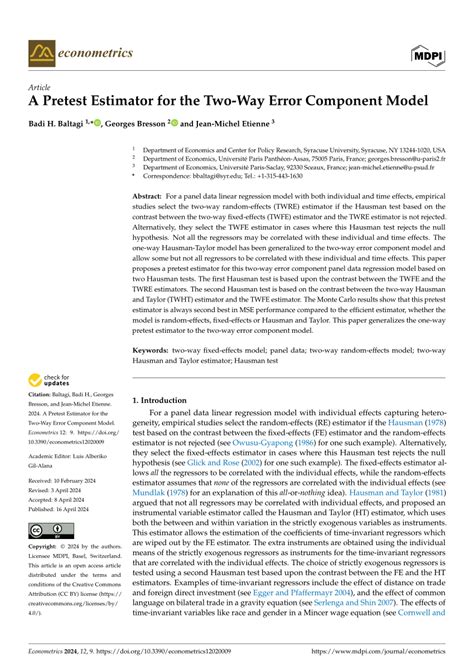 pdf a pretest estimator for the two way error component model