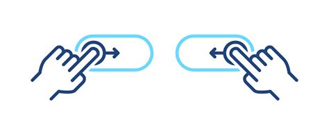 set of right left phone swipe gestures on off toggle slider blue line