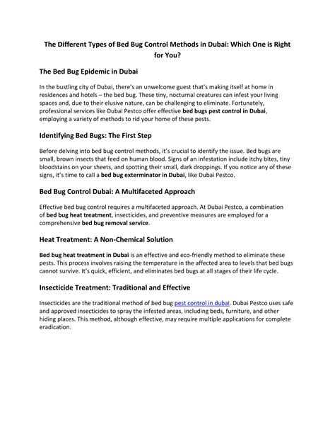 PPT The Different Types Of Bed Bug Control Methods In Dubai Which