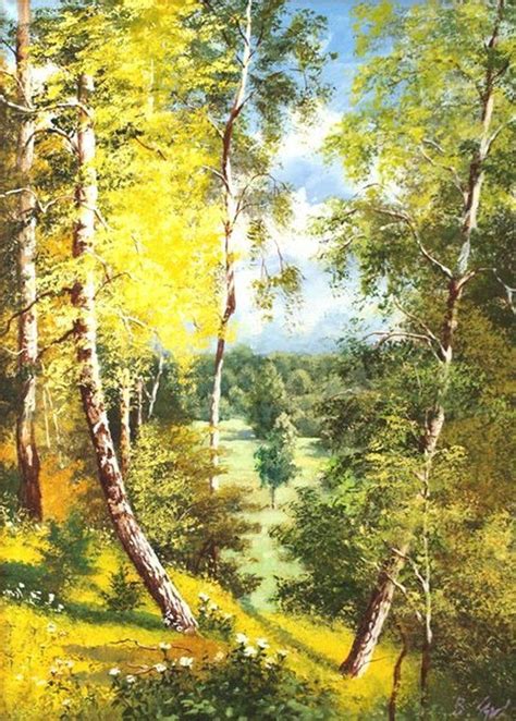 Картина на холсте Солнечный день в лесу Пейзажи Картины Акварельные деревья