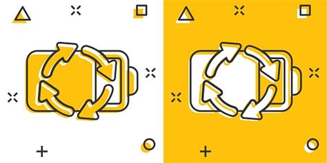 만화 스타일의 배터리 아이콘 흰색 격리 된 배경에 누적 만화 벡터 그림 에너지 충전기 스플래시 효과 비즈니스 컨셉 가득 찬에
