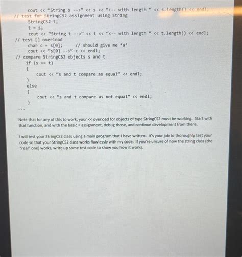 Solved Develop A Stringcs2 Class Which Emulates Some But