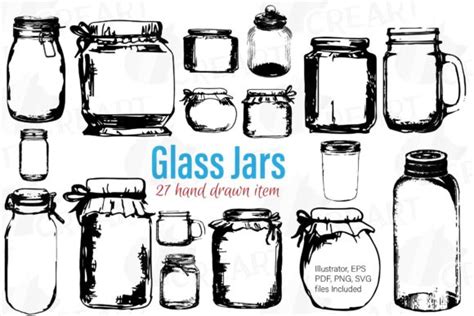 Black And White Mason Jar Clip Art