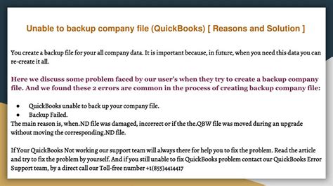 Ppt Unable To Backup Quickbooks Company File Powerpoint Presentation Id 7760477