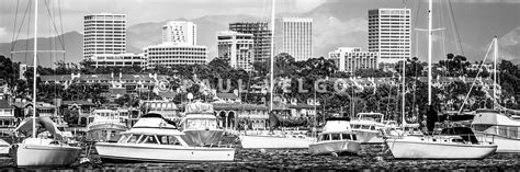 Wall Art Print Of Newport Beach Skyline Black And White Panorama Photo