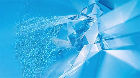 Dynamic Abstract Scene With Blue Geometric Shapes And Network Lines