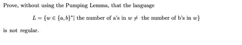 Solved Pumping Lemma Prove Without Using The Pumping Chegg