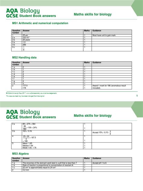 aqa gcse biology maths skills pdf