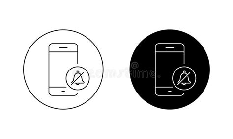 Silent Mode Phone Icon On Black Circle Cellphone With Mute Bell Sign Symbol Stock Illustration