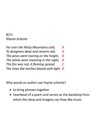 Rhyme Scheme Examples