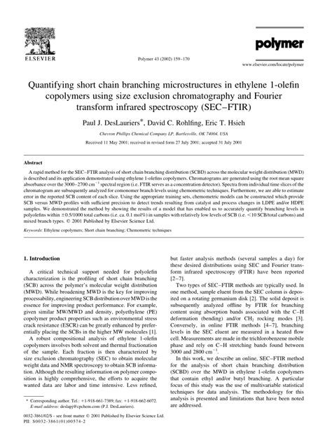 Pdf Quantifying Short Chain Branching Microstructures In Ethylene 1