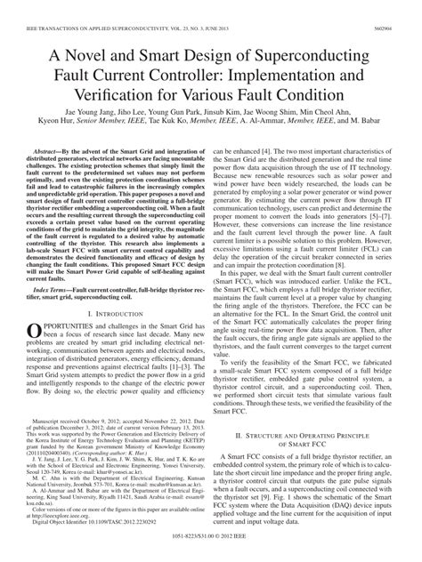 Pdf A Novel And Smart Design Of Superconducting Fault Current Controller Implementation And