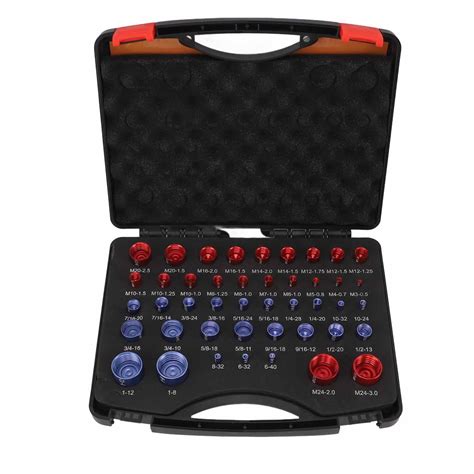 44pcs Nut And Bolt Thread Checker Red Blue Nut And Bolt Size Gauge Inch