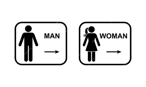 Premium Vector Public Toilet Man Woman Direction Arrow Access Icon Vector Restroom Sign Stick