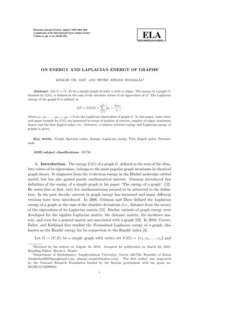 Pdf On Energy And Laplacian Energy Of Graphs