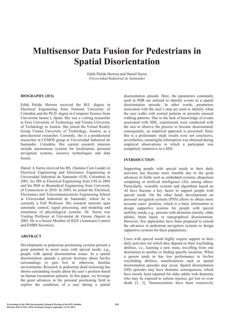 PDF Multisensor Data Fusion For Pedestrians In Spatial Disorientation