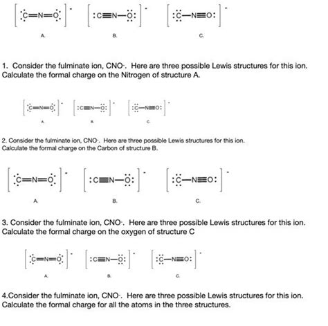 Solved C N 0 Cen O C Neo 1 Consider The Fulminate Ion