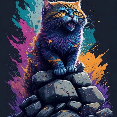 Premium Ai Image A Crazed Cat With A Wild Expression