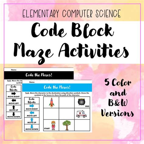 elementary computer science code block maze activities unplugged