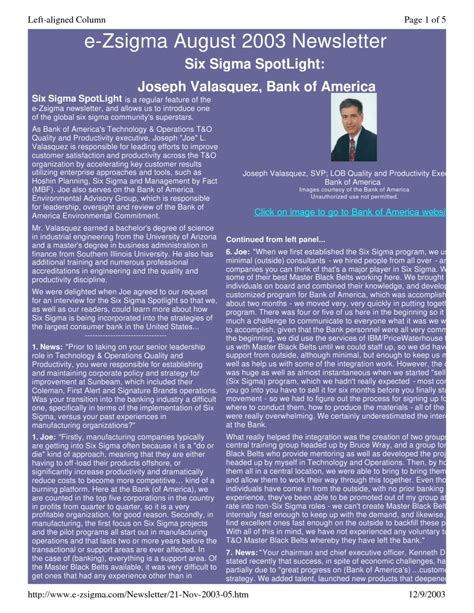 Six Sigma Spotlight Joseph Valasquez Bank Of America Interview Isssp For Lean Six Sigma