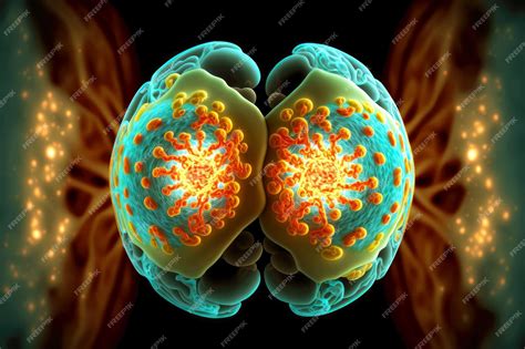 Premium Photo One Molecule Splitting Into Two Parts In Process Of Cell Division