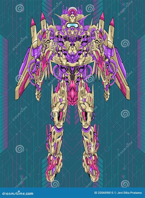 Mecha Robot Machine Futuristic Full Body Illustration Stock Illustration Illustration Of