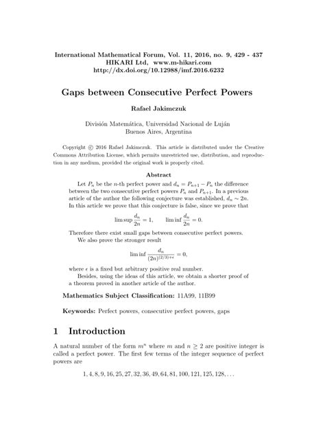 Pdf Gaps Between Consecutive Perfect Powers