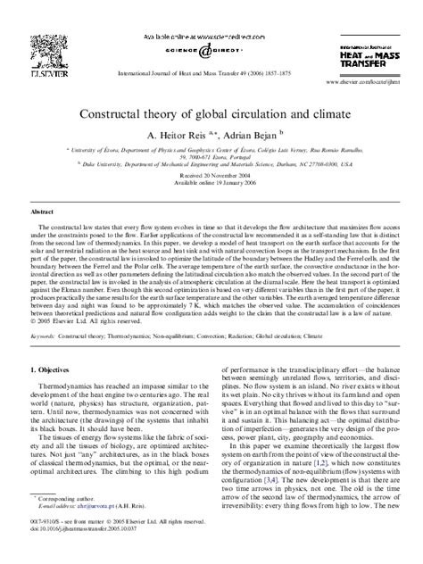 Pdf Constructal Theory Of Global Circulation And Climate Antonio Reis